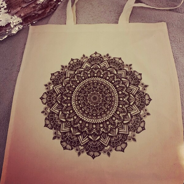 Mandalas Bag, Vintage Boho Indian Spiritual Mandela Pattern Black ...