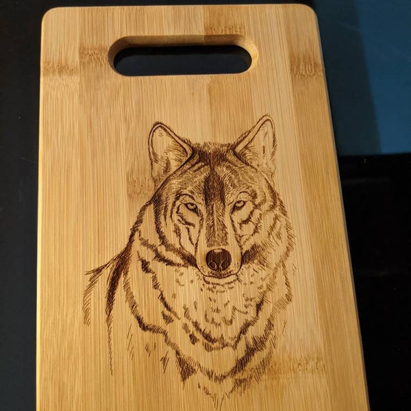 Small Wolf Design Bamboo Cutting Board! FREE SHIPPING!!! Larger Size ...