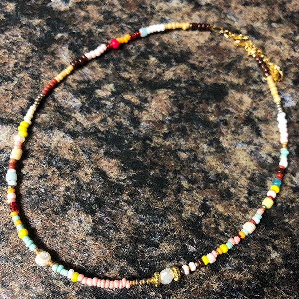 Beaded & Pearl Havana Necklace Handmade Necklace Colorful Gift ...