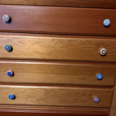 Blue & White Ceramic Knobs Kitchen Cabinet Drawer Knobs Hardware Knobs Handmade Knobs Cabinet ...