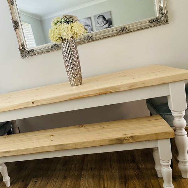 5ft Farmhouse Dining Table With Rustic Pine Wood Top and Bench, Made to ...