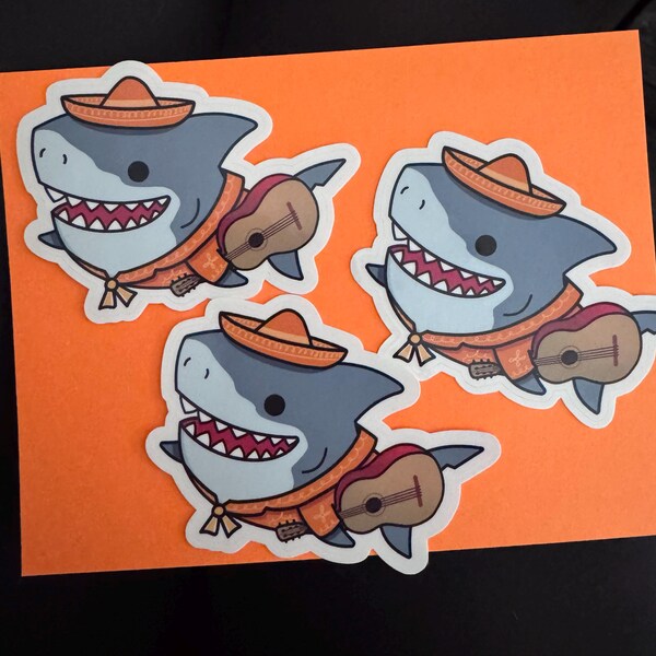 Waving Deerfish Cute Sticker - Waterproof Laminated Kawaii Glossy ...