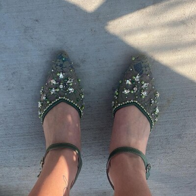 Emerald Green Classy Wedding Shoe, Garden Party Bridal Shoe, Glam ...