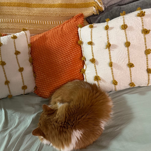 Hand Loom Woven Cotton & Wool Chunky Loops Textured Cushion Cover 20 ...