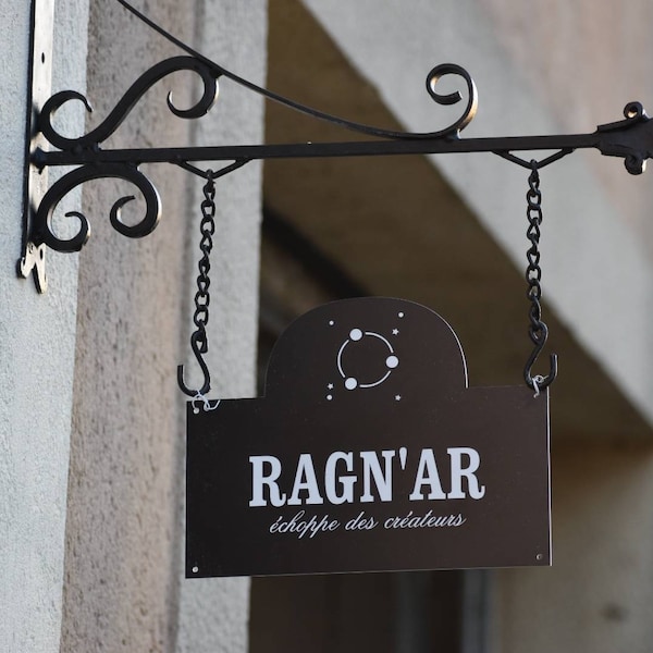 16" BLACK HAND FORGED Wrought Iron Blacksmith Sign Board Hanging ...