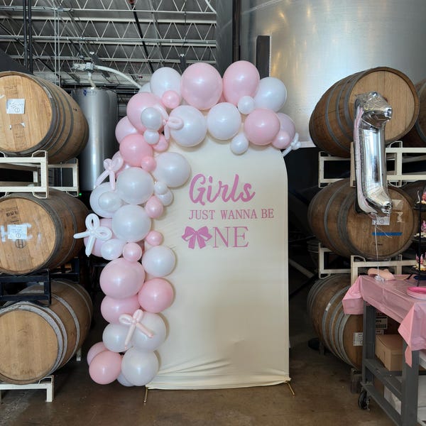 Pink Bow Balloon Garland Kit Pink and White Bows Balloon Arch Tying the ...