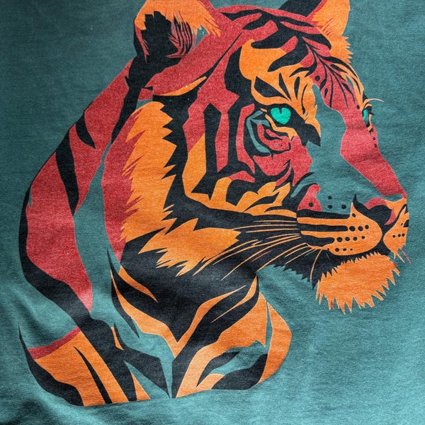Tiger Shirt Comfort Colors Vintage, Oversized Tiger Tee Trendy Boho ...