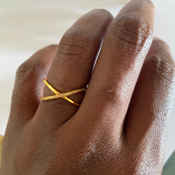 Pave X Ring by Caitlynminimalist • Criss Cross Diamond Ring • Eternity ...