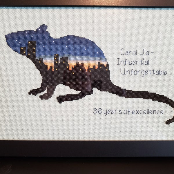 Rat Cross Stitch Pattern, Modern Pet Rat Embroidery Design, City ...