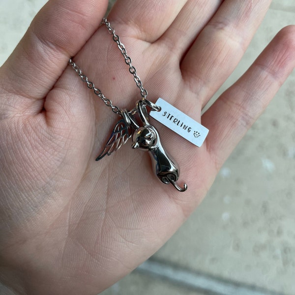 Cat Urn Cremation Pendant Kitten Urn for Ashes Memorial Necklace Loss ...