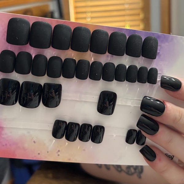 Full Set - Dark Cherry Red Sparkle Press on Nails • Handmade Reusable ...