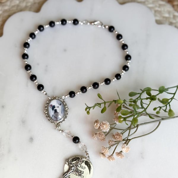 Custom Rosary | Personalized Rosary| Engraved Rosary| Black and White ...