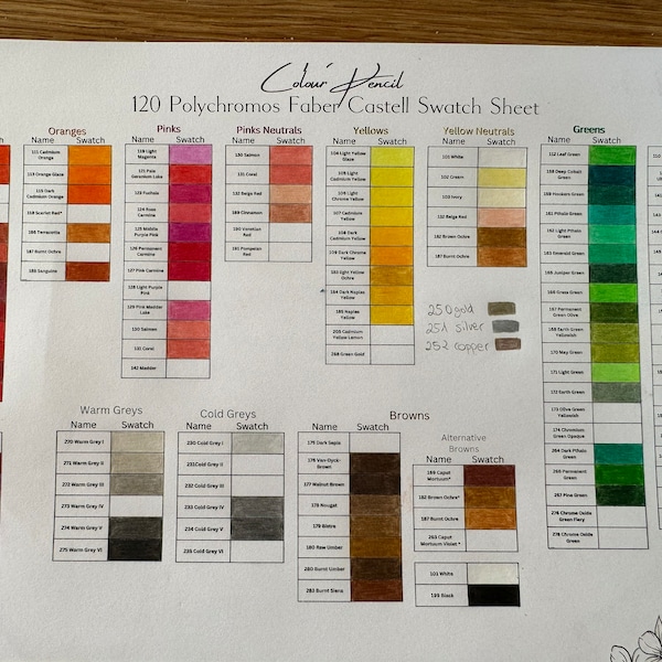 Polychromos Faber Castell Colour Pencil Swatch Single Sheet Color ...