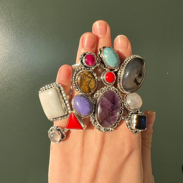 Wholesale Lot !!! Multi Gemstone Mixed Rings Wholesale Lot, 925 ...