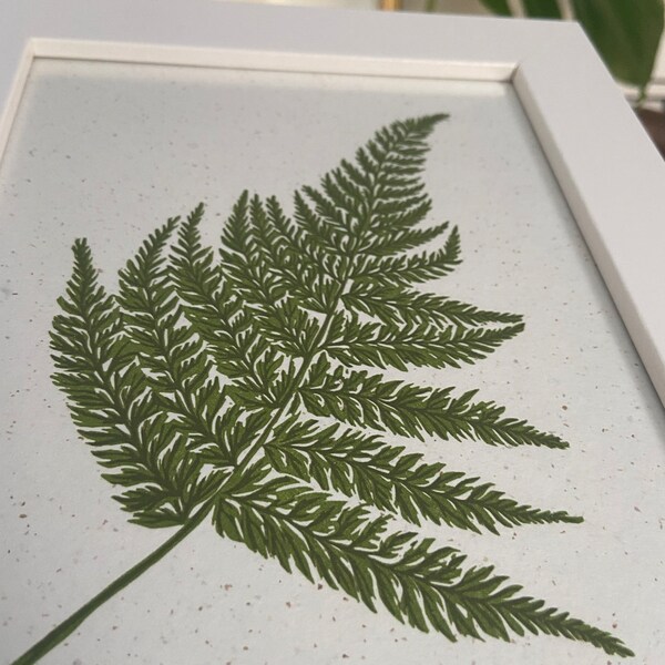 Broad Buckler Fern A5 Original Linocut Print Woodland Series by Hannah ...