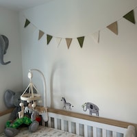 Sage Green, Beige & Natural Baby Bunting, Felt Neutral Bunting, Kids ...