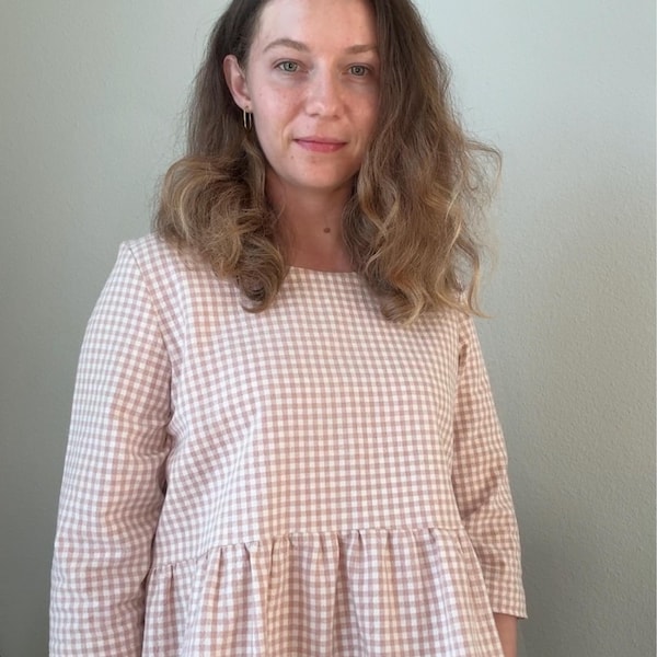 Women's Linen Blouse Sewing Pattern | Linen Tunic Top | Easy Beginner ...