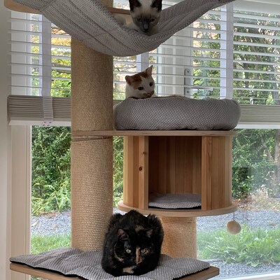 SILVER GREY Chenille Corduroy 5pc Cat Tree Bed Replacement Set - Etsy