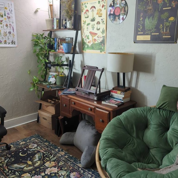 Dark Green Cottagecore Moth Rug Ethereal Botanical Fairycore Decor ...