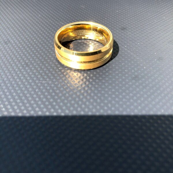 Yellow Gold Tungsten Ring, Mens Wedding Band 8mm - Etsy