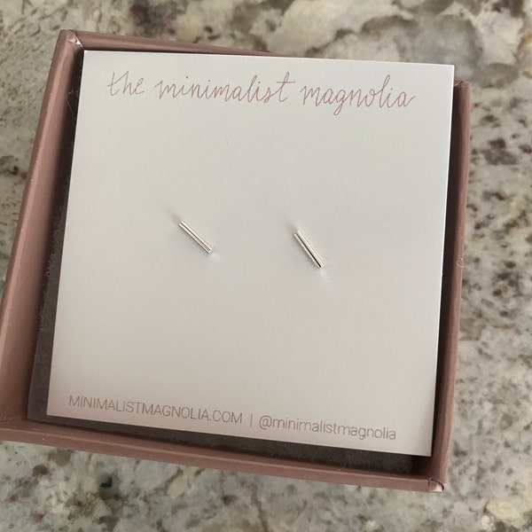 Tiny Line Earrings - Gold, Rose Gold, or Silver - Bar Earrings - Line ...