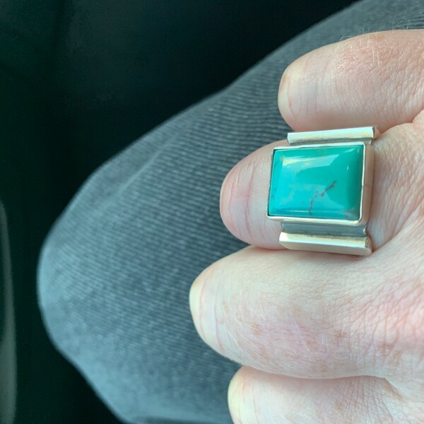 Beth Dutton Inspired Turquoise and Sterling Silver Large Statement Ring ...