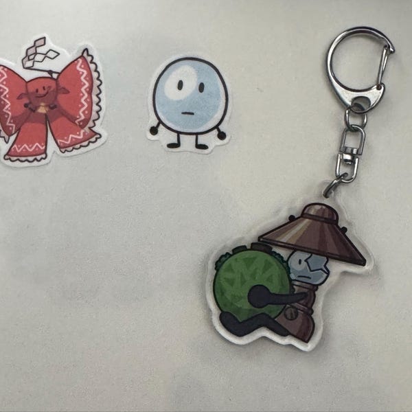 HFJONE Airy Enamel Pin, Acrylic Keychain, and Holographic Vinyl Sticker ...