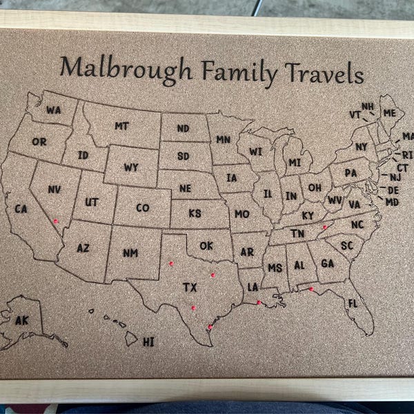 Laser Engraved USA Map Cork Board, Personalized Travel Map, US Map ...