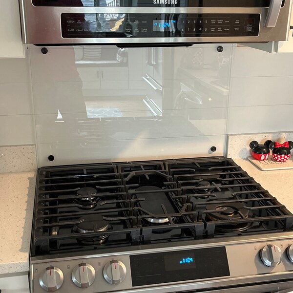 Grey Marble Stone Glass Backsplash, Kitchen Splashback Stove Wall Panel ...