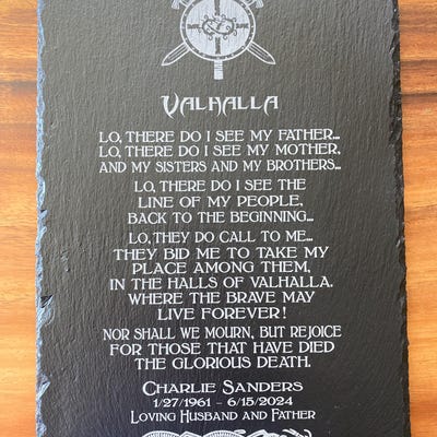 Viking Memorial Norse Live Edge Plaque Engraved Valhalla Viking Prayer ...