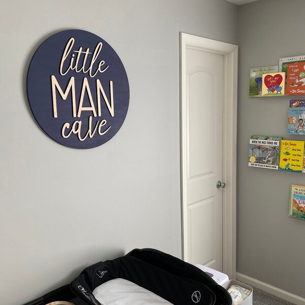 LARGE Little Man Cave Round 3D Wooden Sign || Boys Room Decor || Baby ...