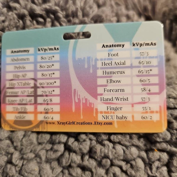 Xray Technique Card - Xray Mas and Kvp Chart - Radiology Technique ...