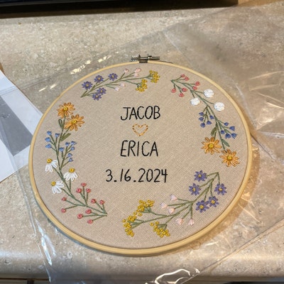 Custom Wedding Embroidery Hoop, Anniversary Gift, Oval Embroidery Hoop ...
