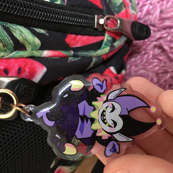 Jevil Deltarune Glitter Keychain - Acrylic Epoxy Charm 2.5in. - Etsy