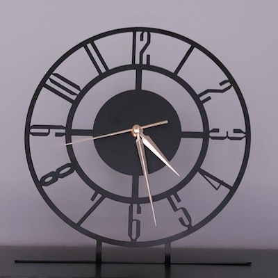 Desk Clock Modern Square Roman Numbers Metal Black Desk - Etsy
