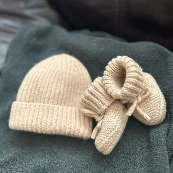Merino Wool Baby Hat | Double Pom Poms | Oat Knit Baby Beanie | Baby ...
