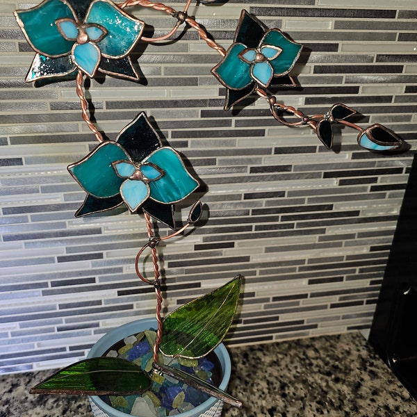 TUTORIAL • 3D Orchid Plant (full Instructions) Stained Glass Pattern ...