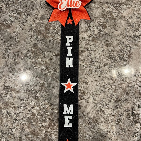 Pin Me Cheer Competition Tag Ribbons, Customizable Glitter Colors + Add ...