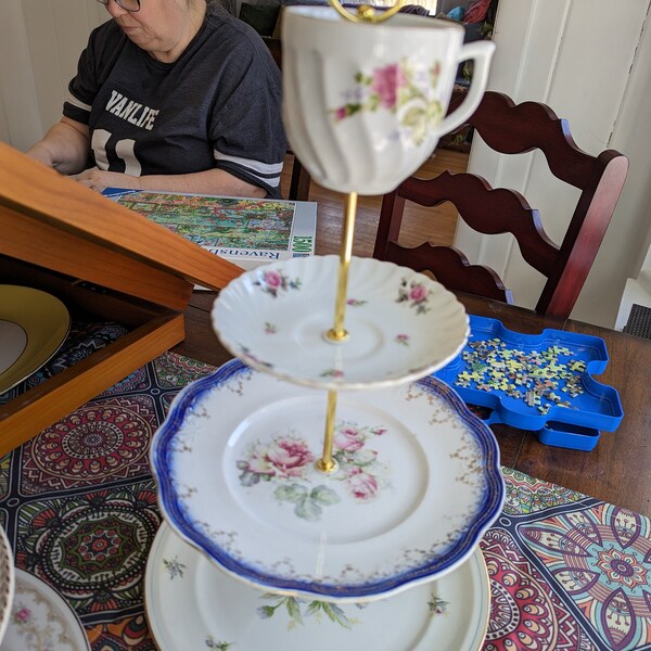 604, Three Tier Vintage Plate Stand, Royal Doulton, Chelsea Rose ...