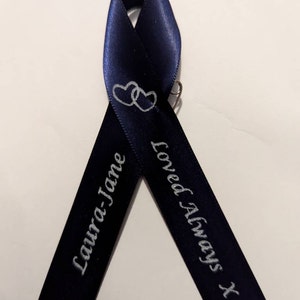 Personalised Funeral Ribbons. in Loving Memory Pre Shaped Satin Ribbon ...