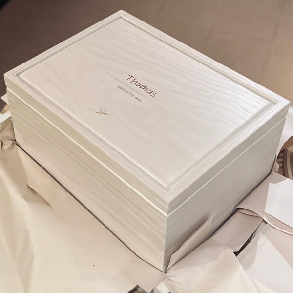 Personalized Whitewashed Oak Wood Memory Box, Extra Large Keepsake Box ...