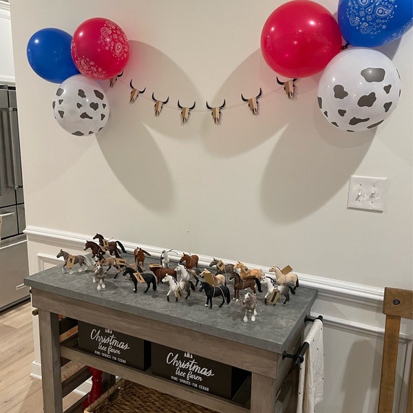 Rodeo Bull Skull Banner 4” - Western Bull Skull – Cowboy Birthday Decor ...