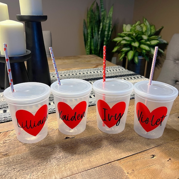 Valentines Cups, Valentines Cups With Lid & Straw, Kids Valentines Cups ...