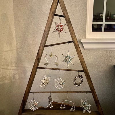 LARGE Rustic Stained A-frame Christmas Tree Ornament Display/ Ornament ...