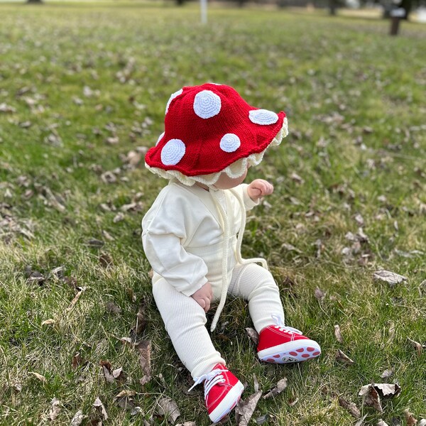 Knitting Pattern: Mushroom Hat for Baby, Mushroom Bucket Hat Knitting ...