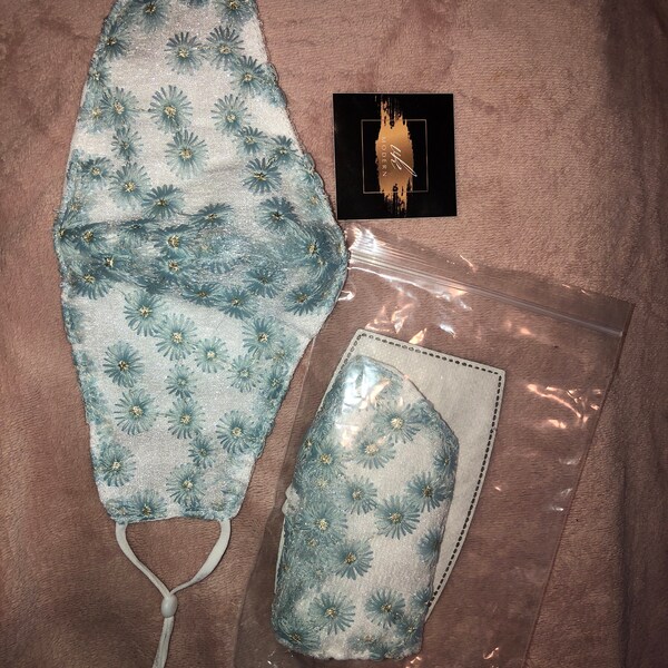 Daisy Embroidered Face Mask With Adjustable Ear Straps | COVID Wedding ...