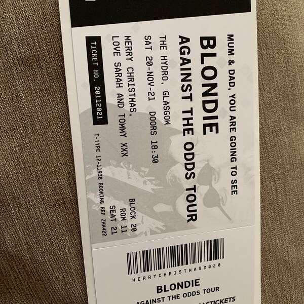 Personalised Mock Gig/concert Ticket Birthday / Christmas Gift | Any ...