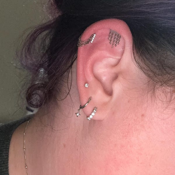 Double Smooth Split Conch Hoop, G23 Titanium, Double Conch Earring ...