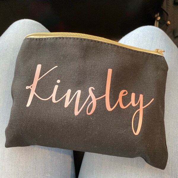 MAKEUP BAG, Personalized Pouch, Minimalist Customized Text Print ...