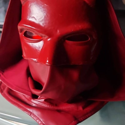 Devil Hood Red Mask Cowl Faux Leather Hoodie Hand Ninja Assassin King ...